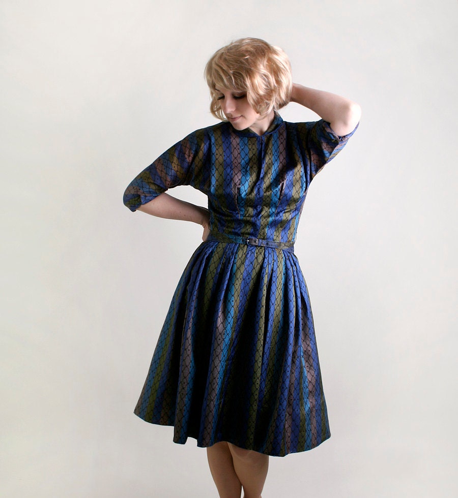 Vintage 1950s Dress – Atomic Print Shimmer Dress by R & K Original ...
