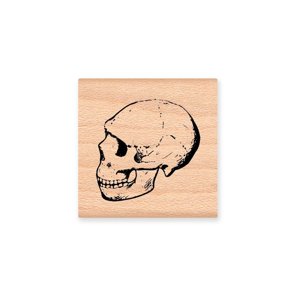 HUMAN SKULL Rubber Stamp Halloween Party Stamp Skeleton Head