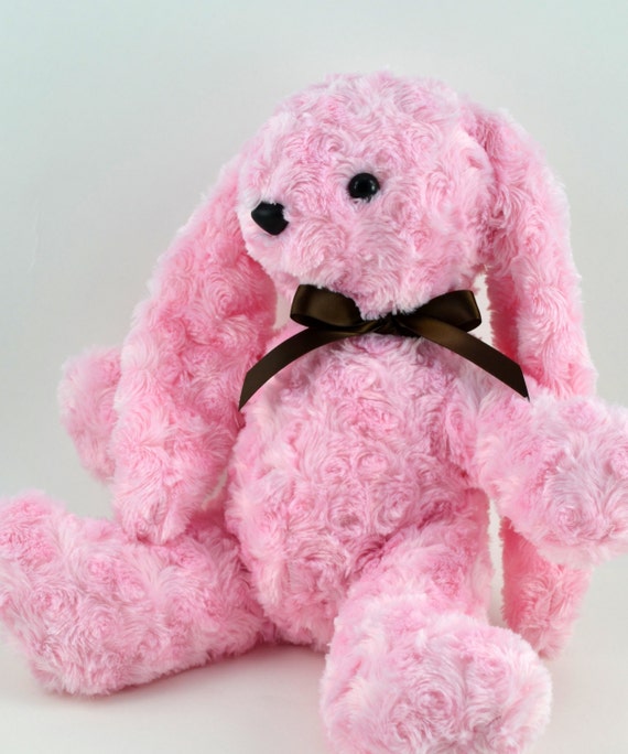 Plush Bunny Rabbit Pink Swirl Fur Fabric by DancingFerretCrafts