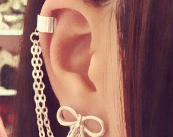 Tiny Angel Wing Double Lobe Chain Earring by SimplyyCharming