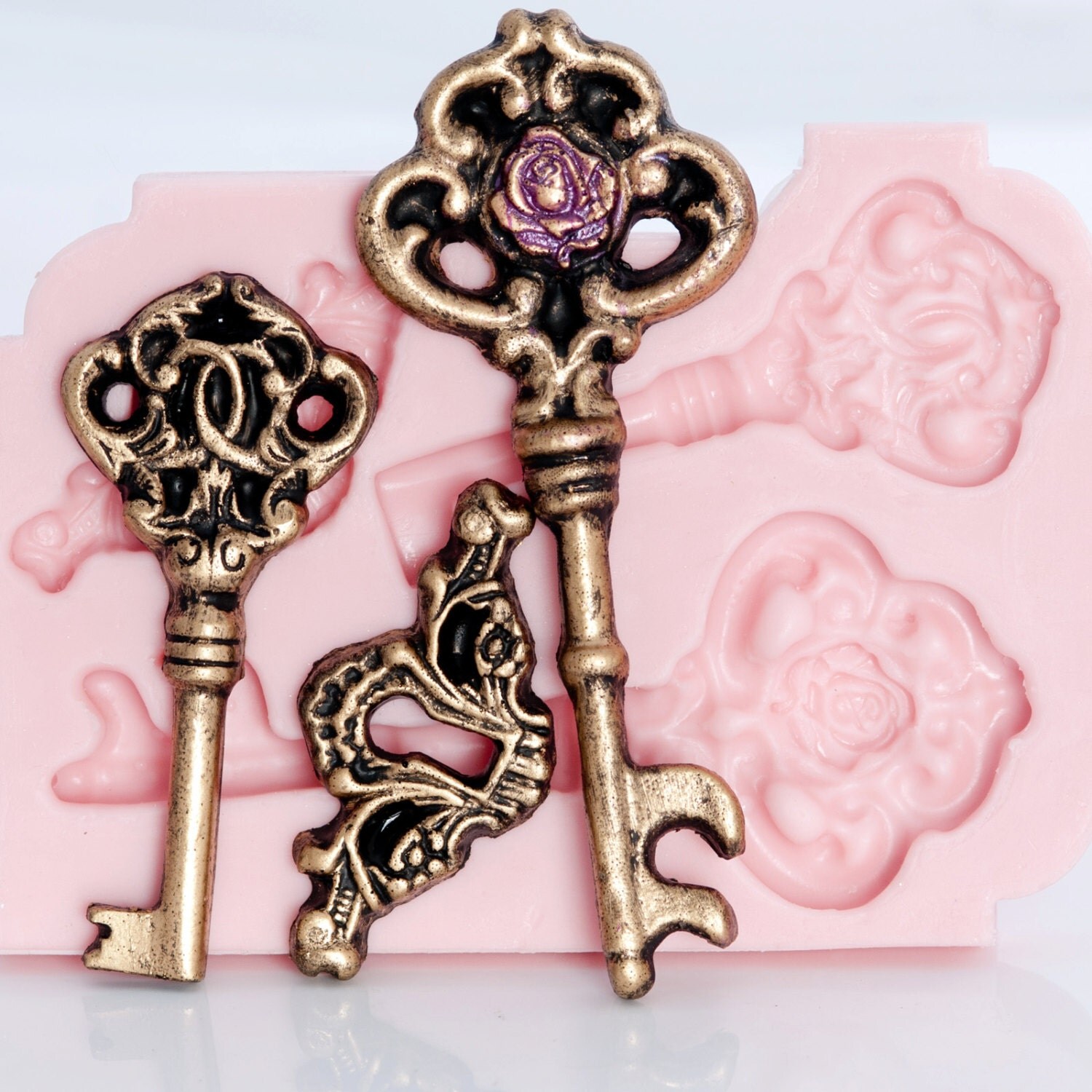 Mold Skeleton Key Flexible silicone mould of vintage skeleton