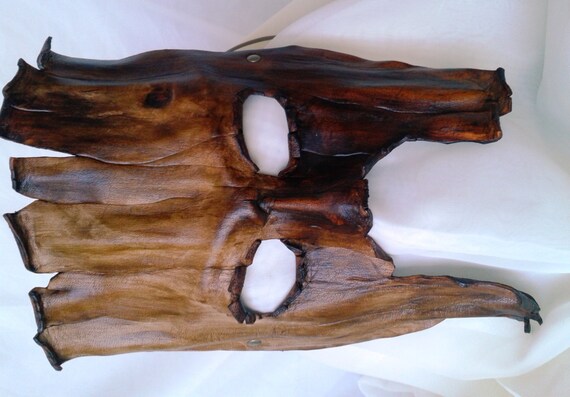 Handmade Leather Mask Tree Ent Bark Tones