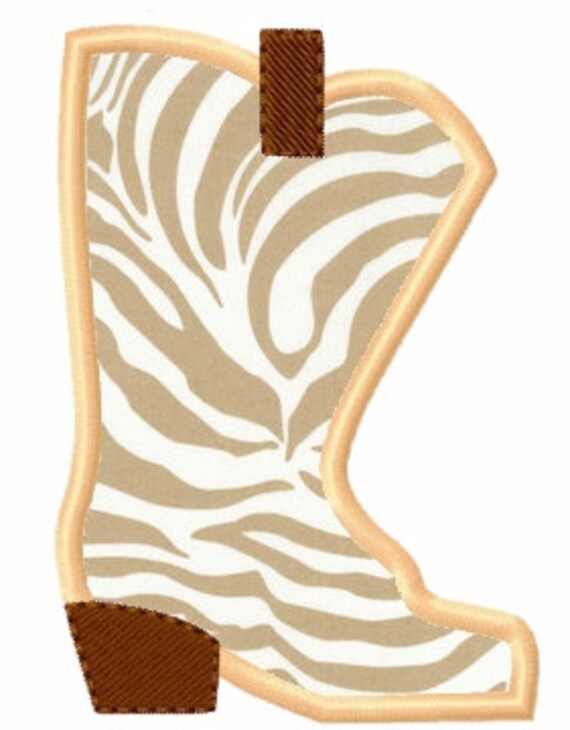 Cowboy boot applique embroidery design