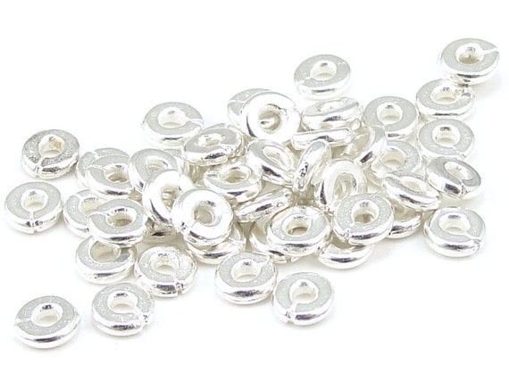 50 Silver Spacers 4mm Bright Silver Beads by LythaStudios on Etsy