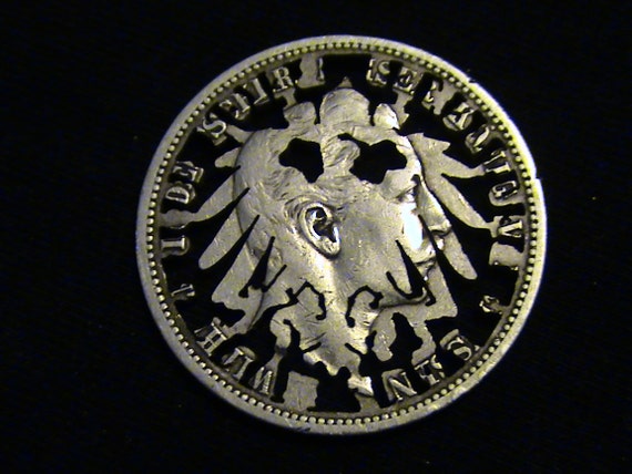 GERMANY cut coin jewelry Imperial Eagle SILVER 1895