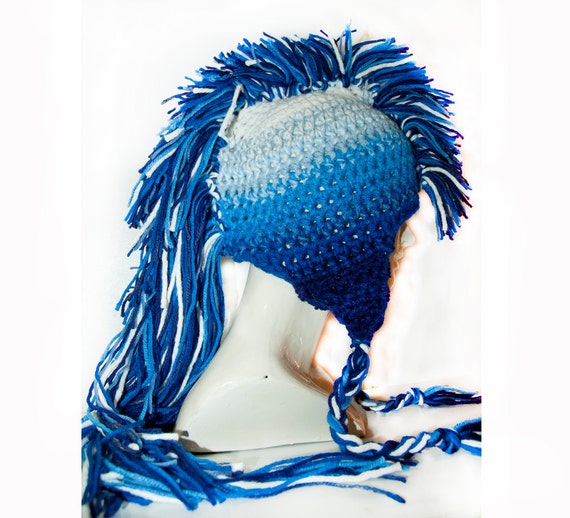 Blue Ombre Mohawk Hat Extreme Style by LeafLee on Etsy