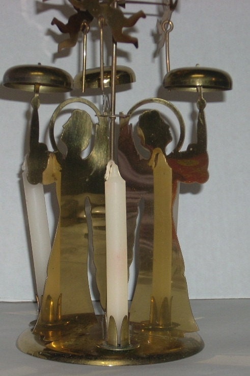 Brass Swedish Angel Windmill Candle Holder Chimes GES Gesch
