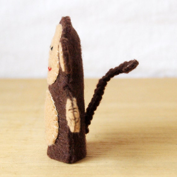 Felt finger puppet monkey animal puppet by KendrickStorytime