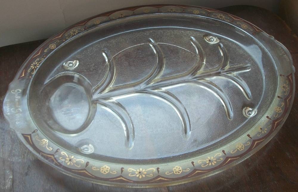 Large Antique Inland Glass Footed Fish or Meat Platter 1960 Turkey ...