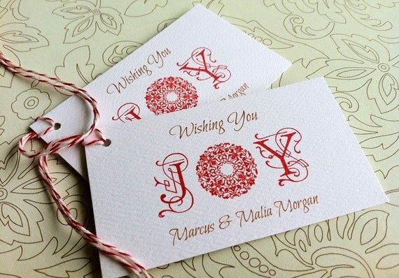 Personalized Gift Tags Custom Holiday Tags Wedding Tags Joy