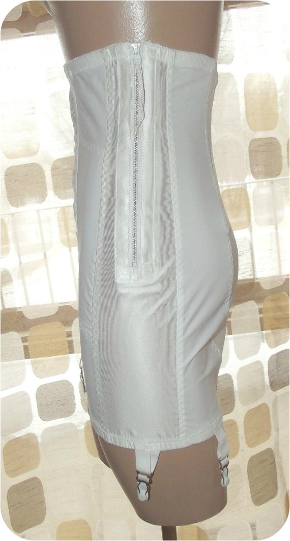Vintage 50s Open Bottom High Waist Boned Girdle 32 WHITE