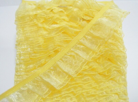 5 Yards Yellow Organza Ruffle Elastic Trim 2-layers Chiffon