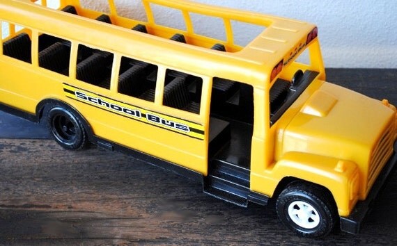 Vintage Yellow School Bus Big Toy Plastic Display Collectible