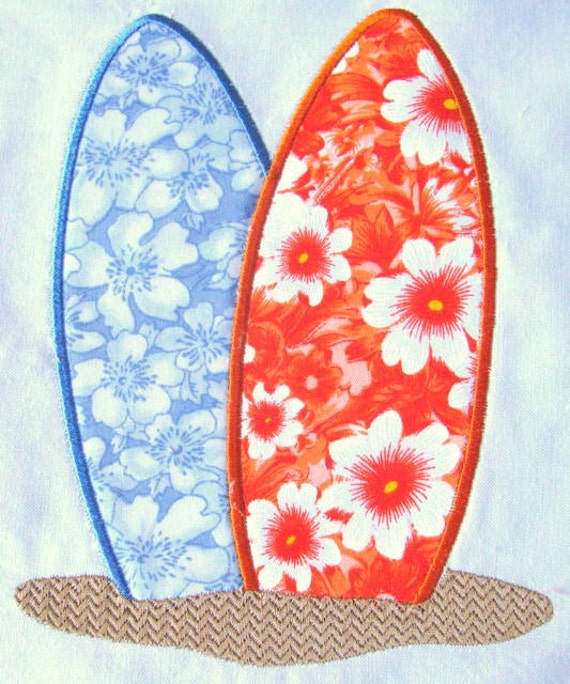 Items similar to Two Surfboards Machine Applique Embroidery Design ...