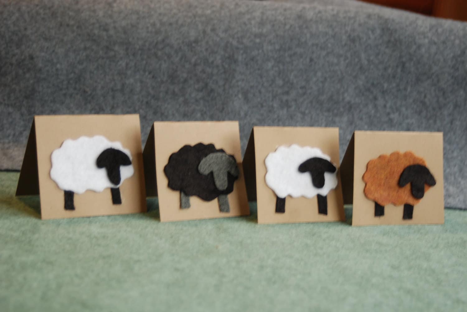 Handmade Felt Sheep Cards Pack Of 6 Soft To Touch greeting