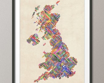 Great Britain UK Paint Splashes Map Art Print 683
