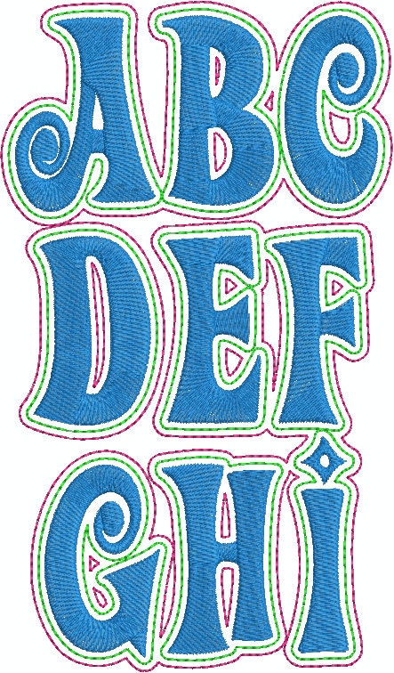 Activ Outline Machine Embroidery Font
