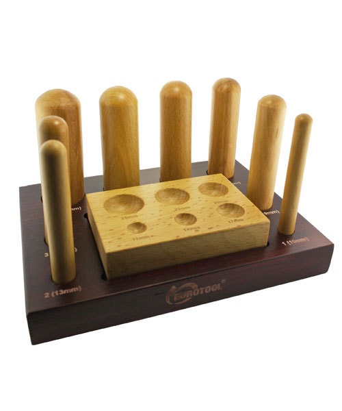 9 Piece Wood Dapping Set With Wood Stand By Eurotool