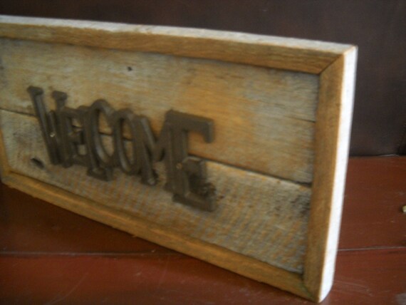 Welcome Sign. Barn wood sign Wall hanging Rustic sign
