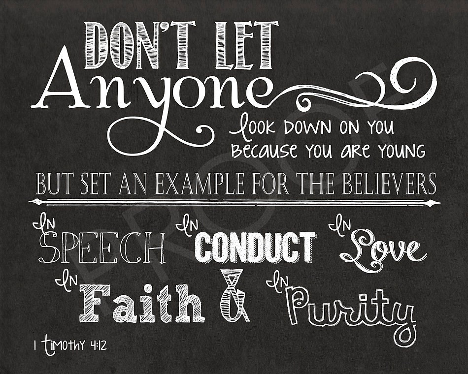 Scripture Art I Timothy 4:12 Chalkboard Print