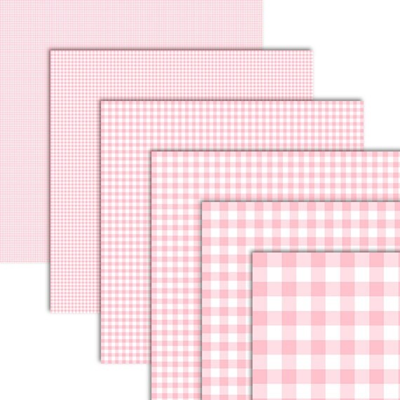 INSTANT DOWNLOAD Digital Paper Pack: Pink and White Gingham