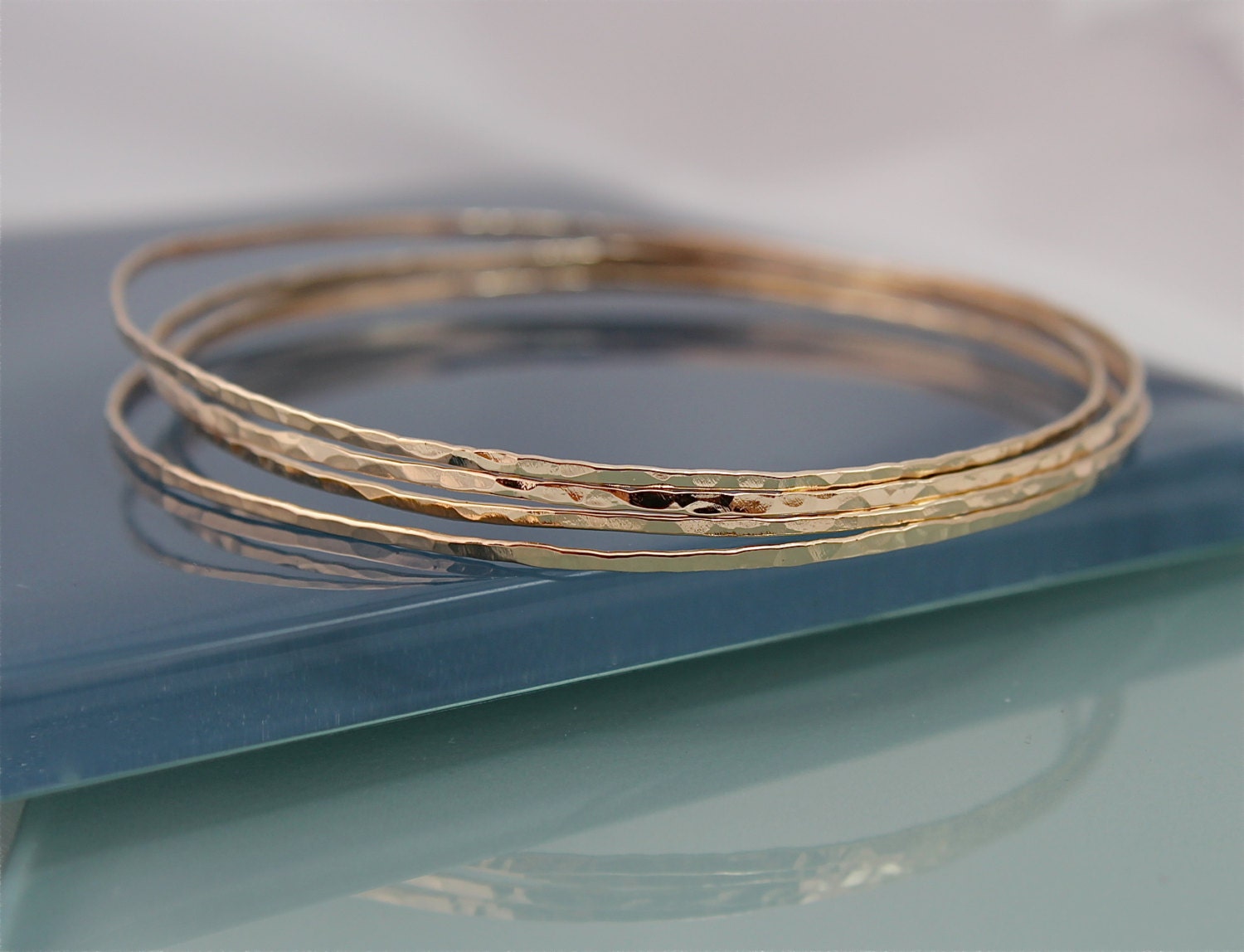 Bangle Set of 4 14k Gold Filled Sparkle Thin Bangle Hand