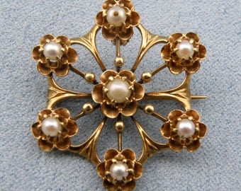 Solid gold brooch | Etsy