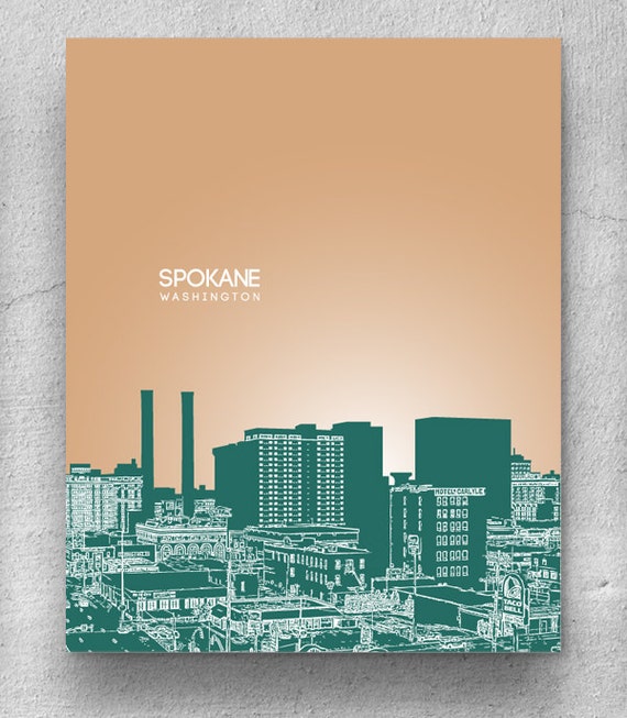 Spokane Washington Skyline Poster / Home by YouandYoursPrints