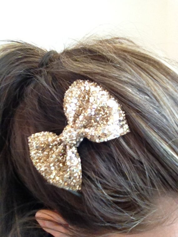 Mini Ruby Red Glitter Bow / Red Glitter Bow / Glitter Fabric