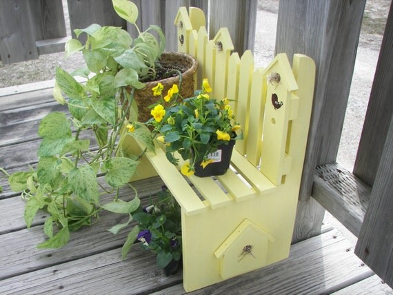 Handmade Wood Plant Stand Flower Pot Bench Picket Fence