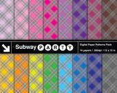 Items similar to Plaid Pattern Digital Papers Pack in Rainbow Colors ...
