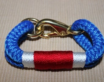 Customized Maine Rope Bracelet Navy Rope White / Orange