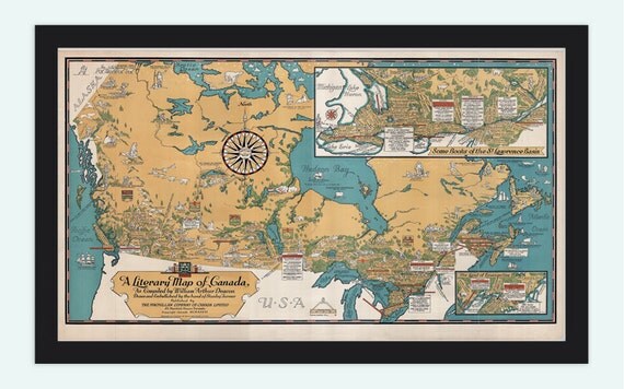 Old Map of Canada Antique North America 1936 by OldCityPrints