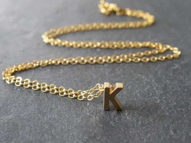 Tiny Gold Initial Letter K Necklace Gold Initial