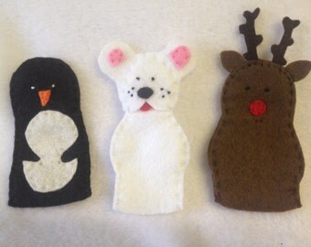 5 little ducks plus mother duck finger puppets