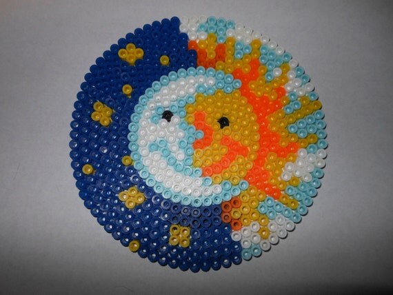 Items similar to Perler Bead Magnet - Sun and Moon on Etsy