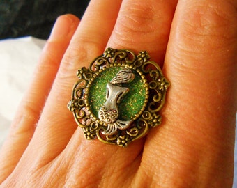 Mermaid Ring / Mermaid Jewelry / Mermaid Cameo / Two Tone Ring / I'm ...