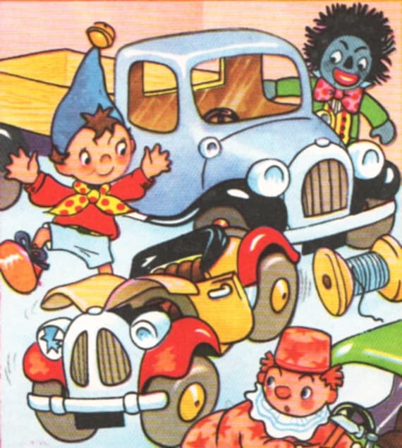 Items similar to vintage Noddy print Noddy and his car Mr Golly's ...