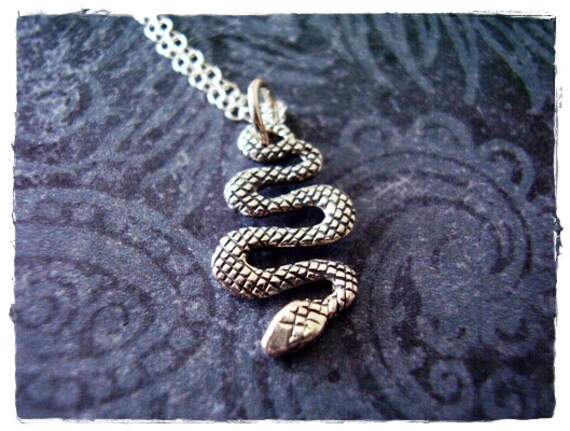 Silver Snake Necklace Sterling Silver Snake by EvelynMaeCreations