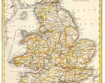 vintage map of England and Wales a printable digital map no.