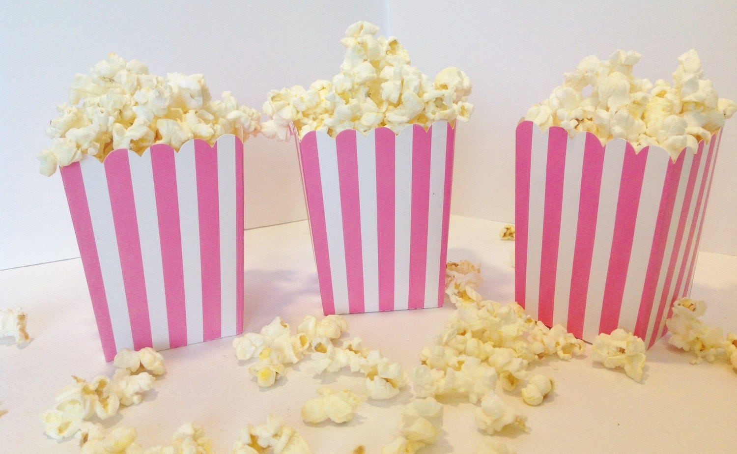 12 Pink Striped Personalized Mini Popcorn Boxes Party Packs