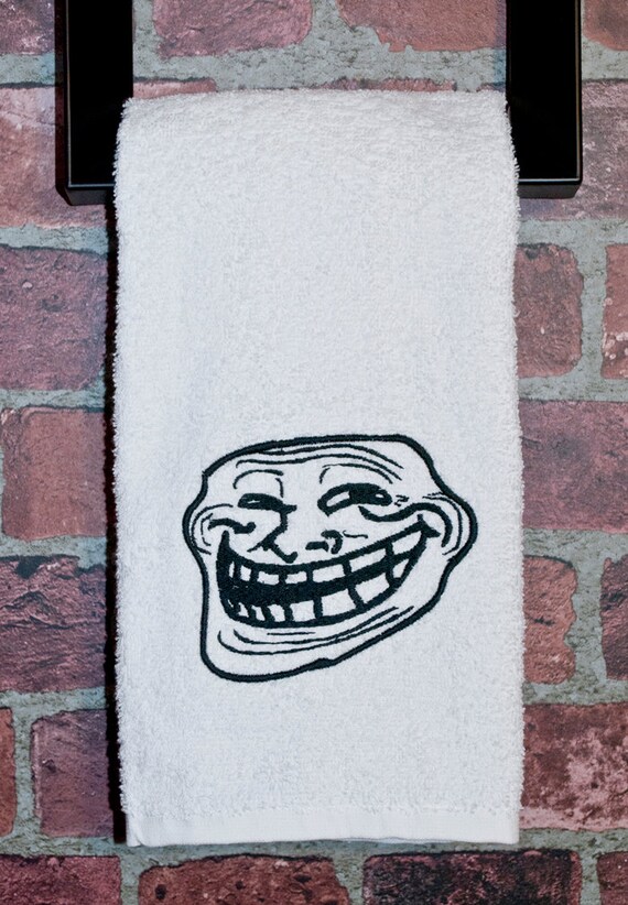 Items similar to Troll face meme bathroom hand towel housewares geek ...