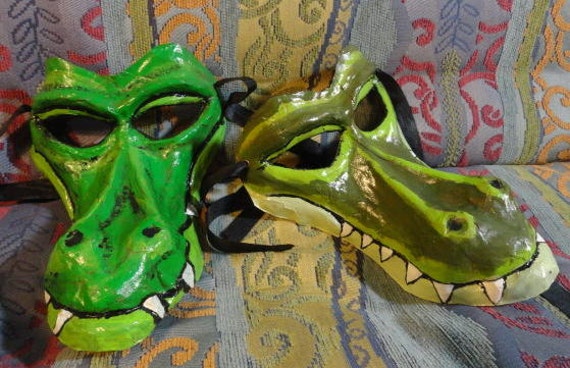 Crocodile Alligator or Dragon Paper Mache Mask for SYLVIA