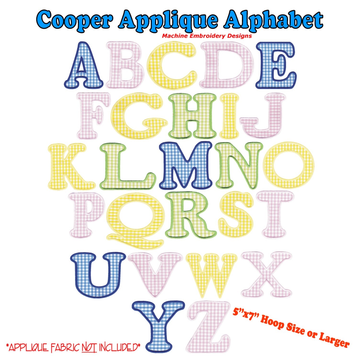Cooper Applique Alphabet with Numbers Machine Embroidery