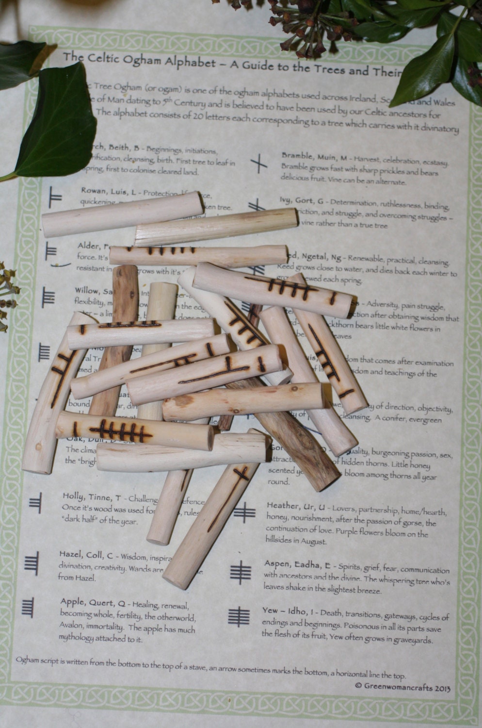 Celtic Tree Ogham staves made with by greenwomancrafts on Etsy