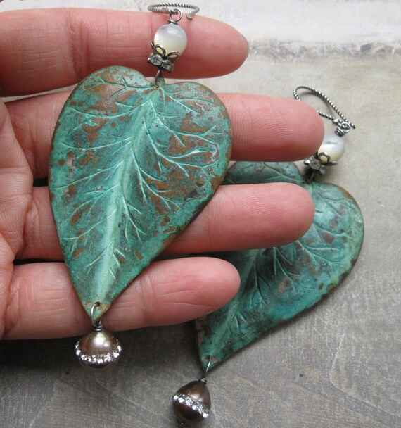 rusted leaves . earrings by BaciRubati on Etsy