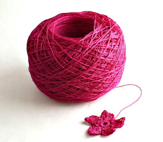 Crochet Thread 3 Ply Linen Thread Dark Fuchsia Linen Yarn