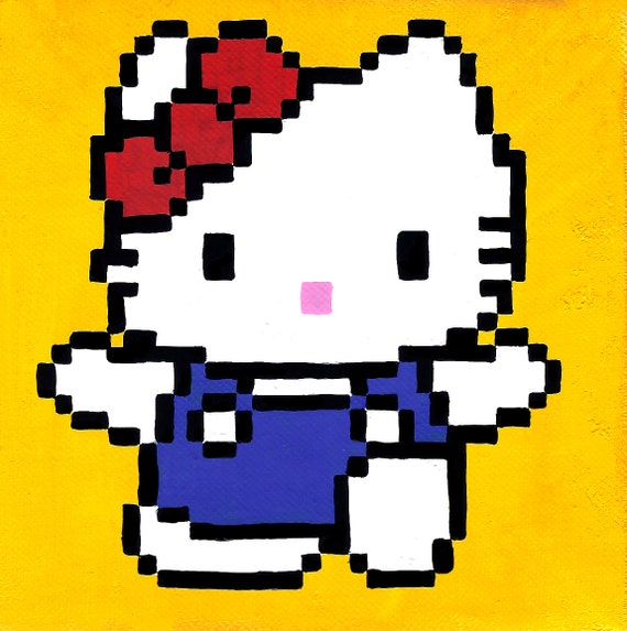 Items similar to 8-bit Hello Kitty Tribute Painting on Etsy