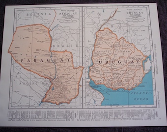 Antiguo mapa de paraguay | Etsy