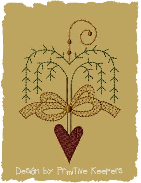 Primitive Machine Embroidery Design-Willow Spring